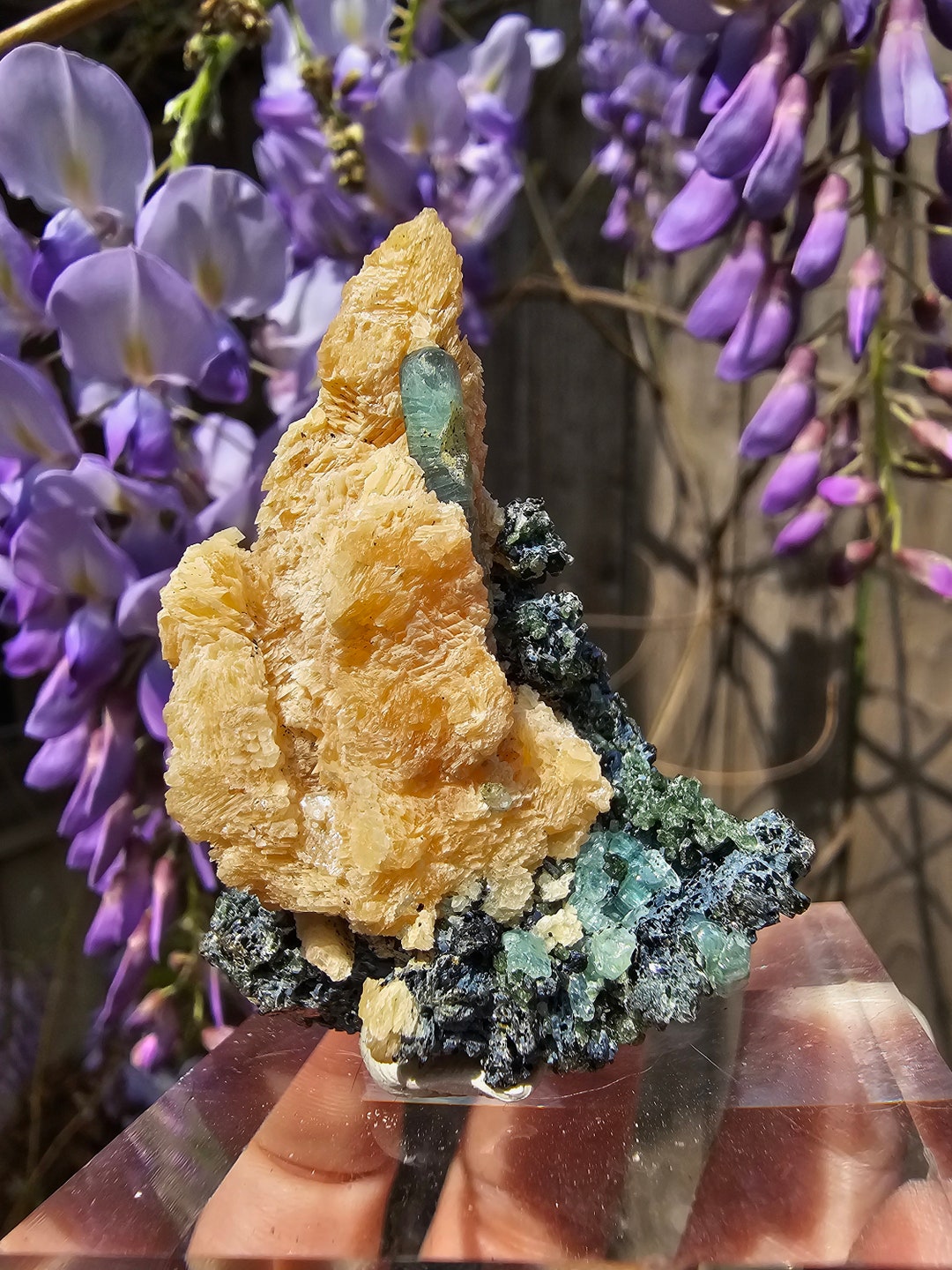 Gem Blue Apatite With Orange Calcite and Biotite - Etsy