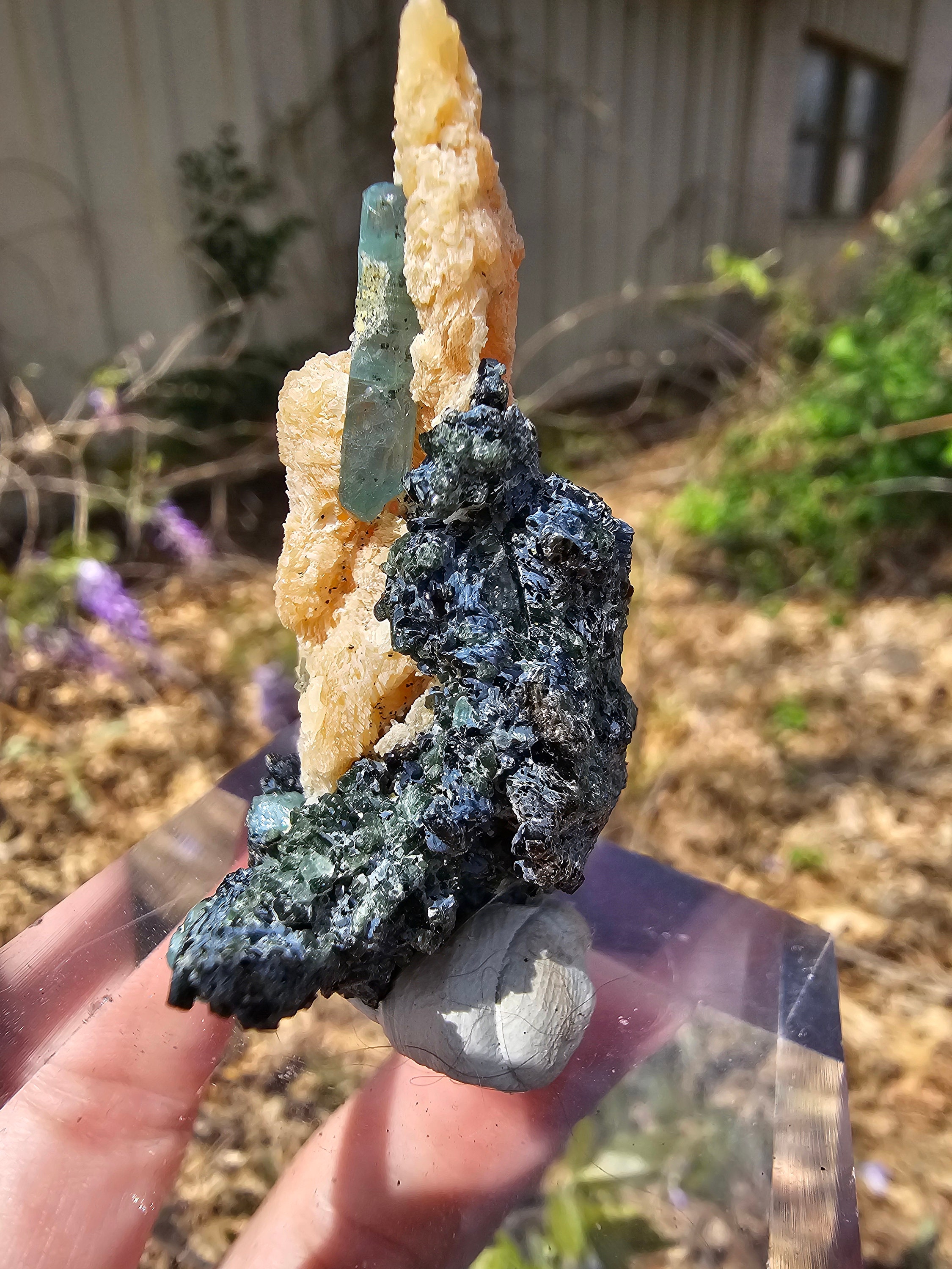 Gem Blue Apatite With Orange Calcite and Biotite - Etsy