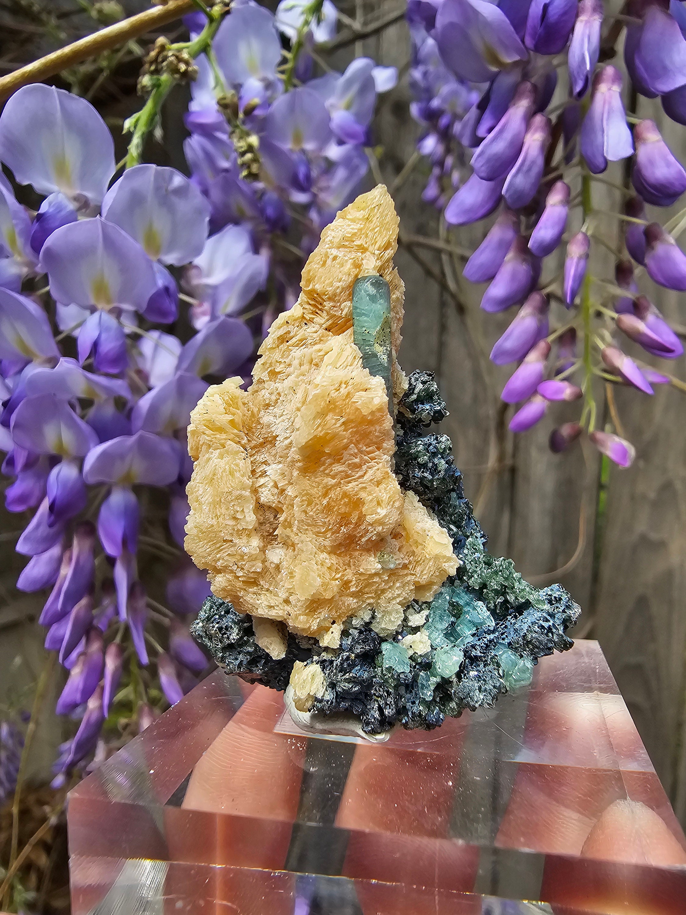 Gem Blue Apatite With Orange Calcite and Biotite - Etsy
