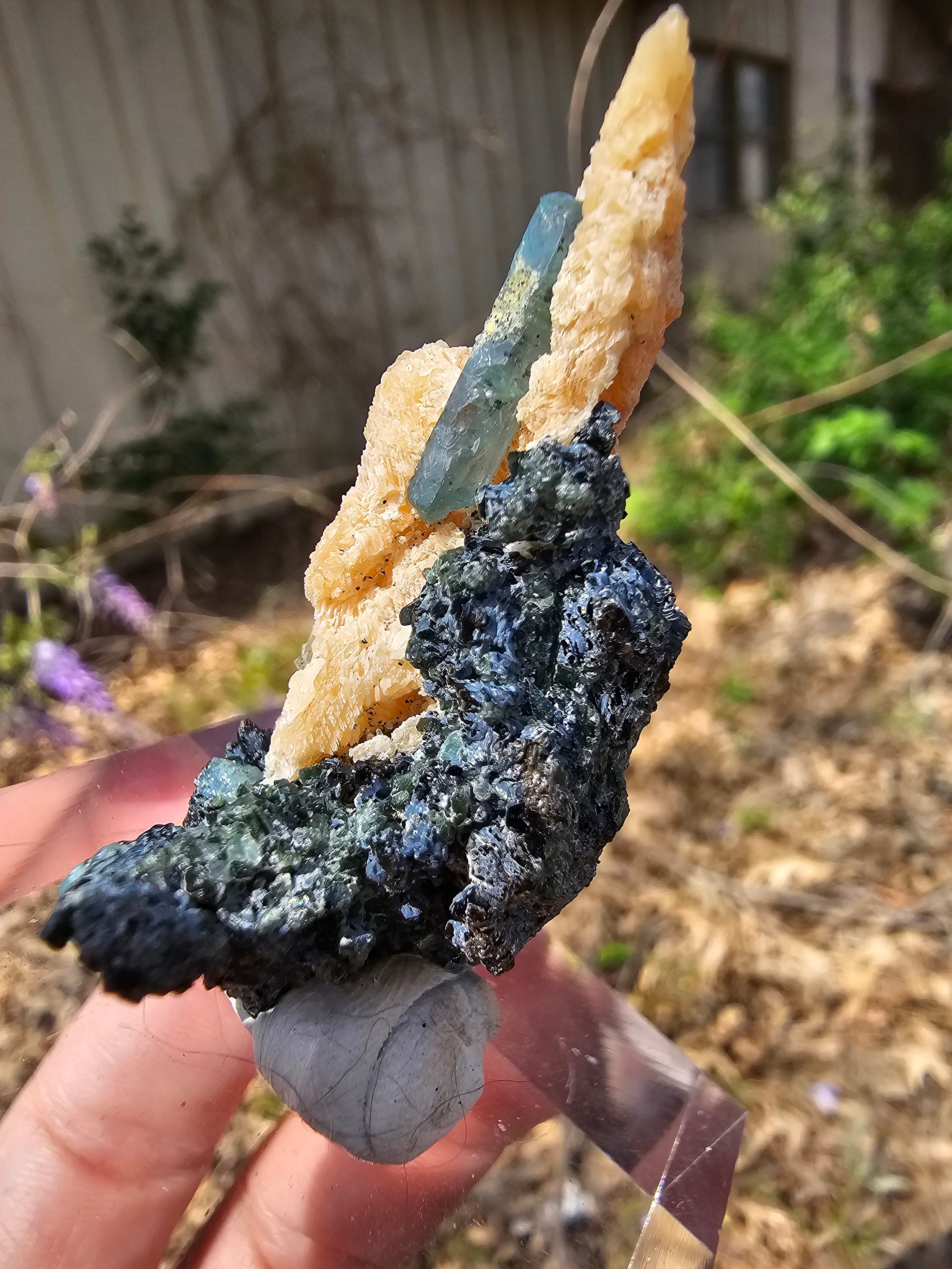 Gem Blue Apatite With Orange Calcite and Biotite - Etsy