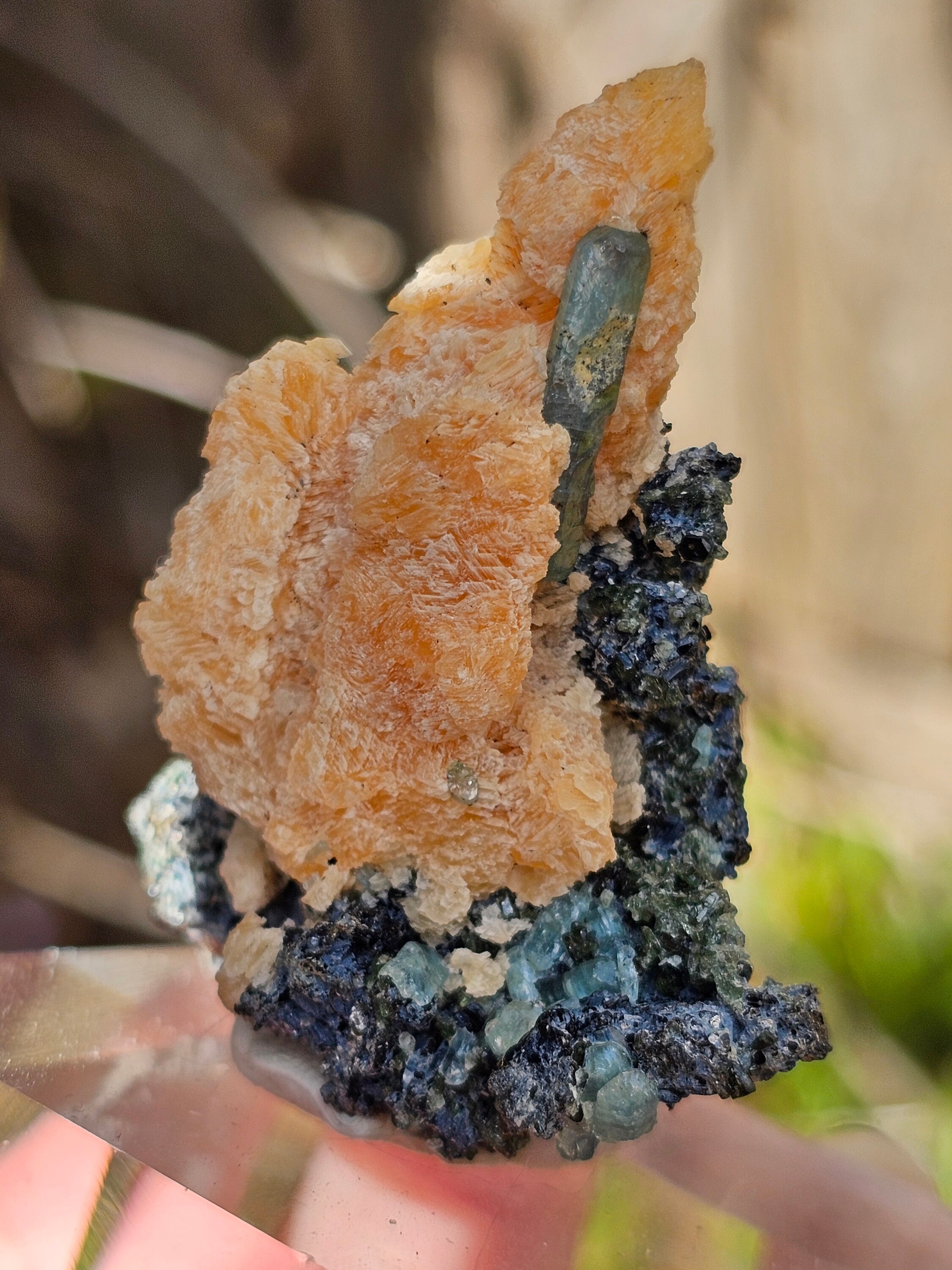 Gem Blue Apatite With Orange Calcite and Biotite - Etsy