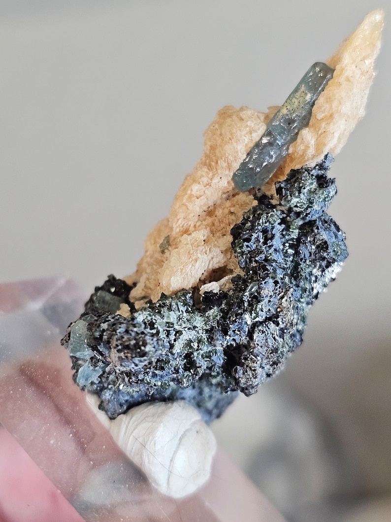 Gem Blue Apatite With Orange Calcite and Biotite - Etsy