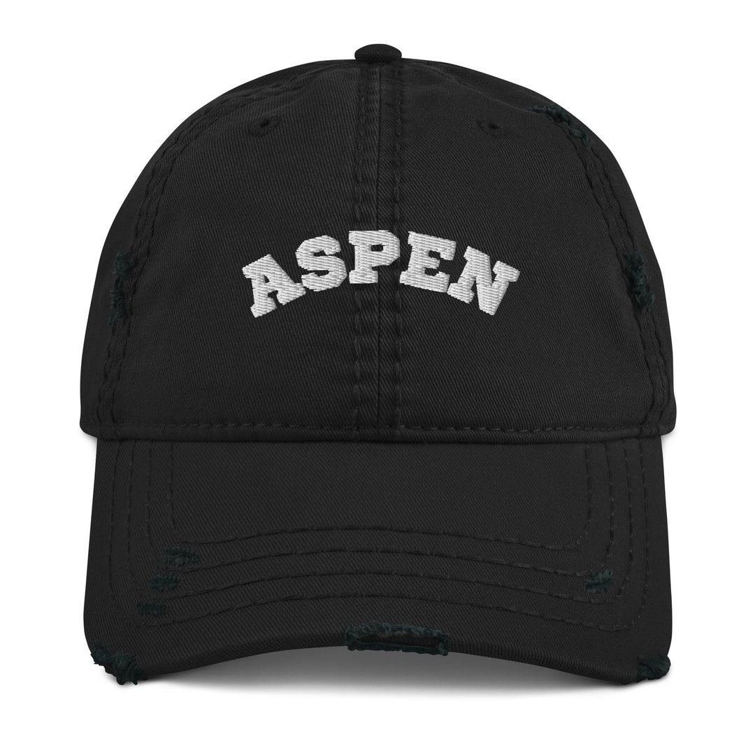 Embroidered Aspen Distressed Baseball Hat - Etsy