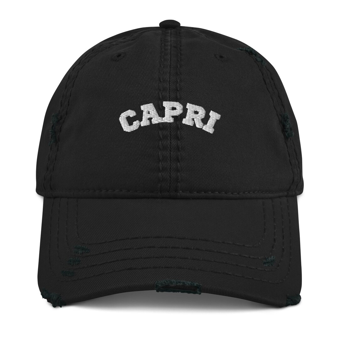 Embroidered Capri Distressed Baseball Hat - Etsy