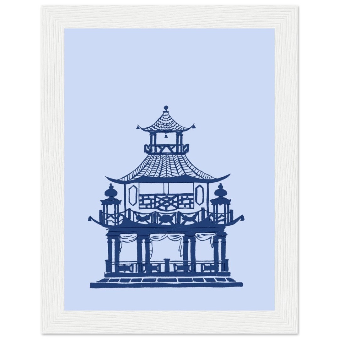 Blue Pagoda Premium Matte Paper Wooden Framed Poster 6x8″ - Vertical ...