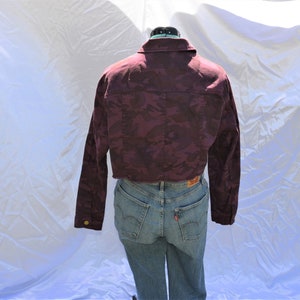 Maroon Camo Cropped Jacket | Denim | Jean | Distressed | Rhinestone ...