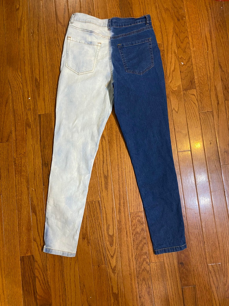 Split Bleached Jeans | Half and Half Pants | Colorblock Jeans | Tiktok ...