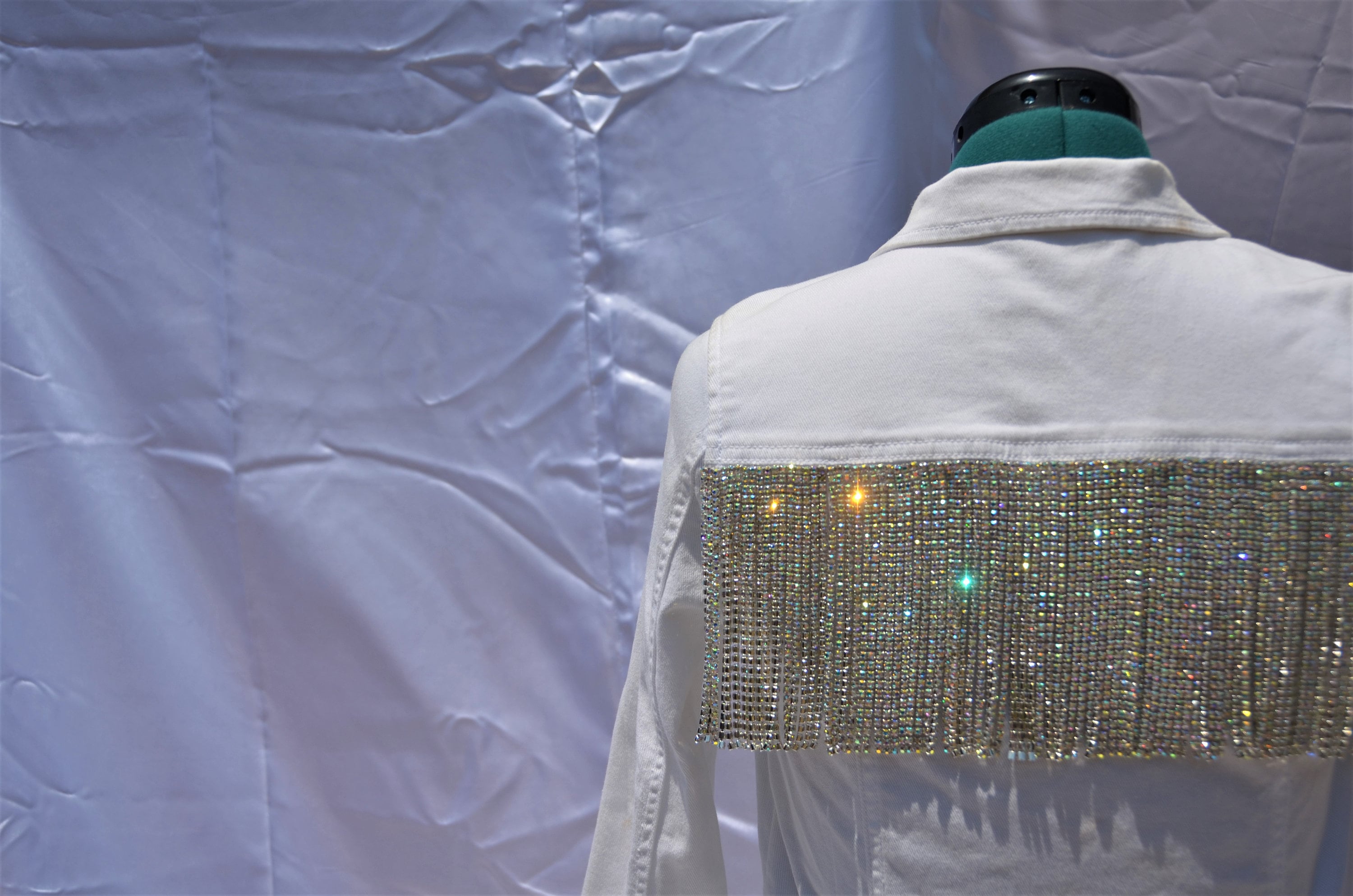 Rhinestone Fringe Jean Jacket | Sparkly Denim Jacket | Concert Jacket ...