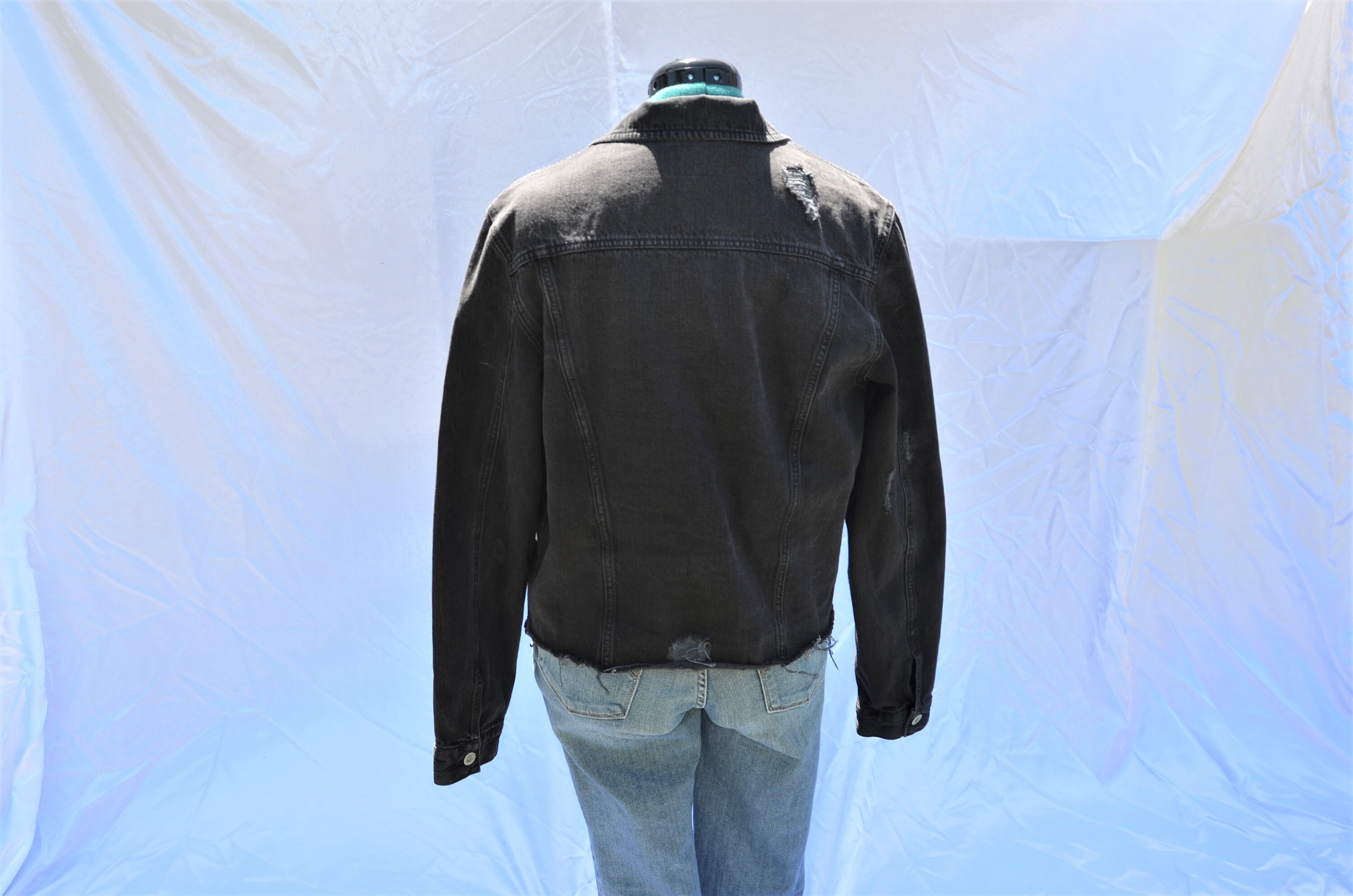 Distressed Denim Jacket With Rhinestones | Jean Jacket | Rhinestone ...