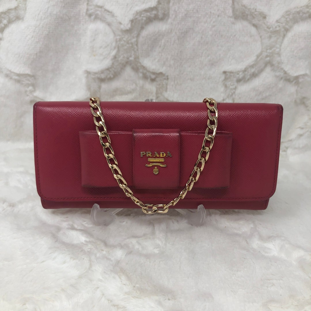 PRADA Pink Bow Snap Wallet - Etsy