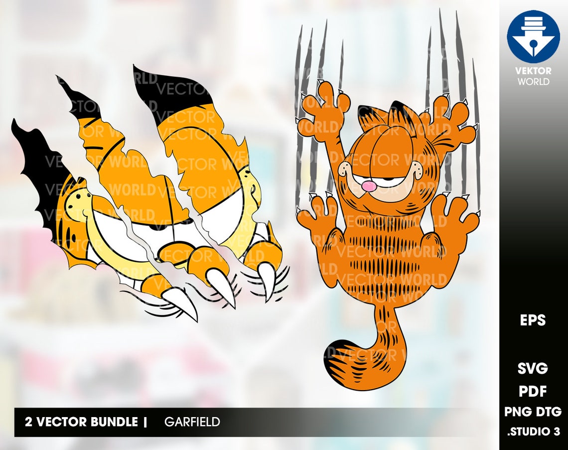 2 Vectores / Garfield / pdf eps svg .studio3 png | Etsy