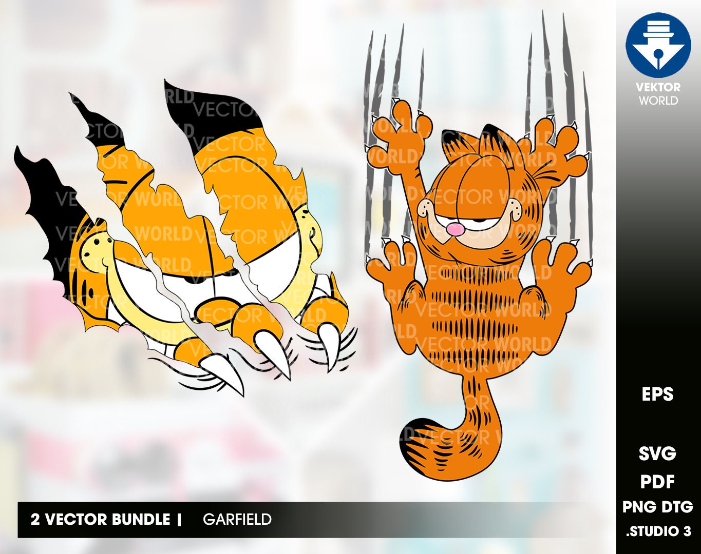 2 Vectores / Garfield / pdf eps svg .studio3 png | Etsy