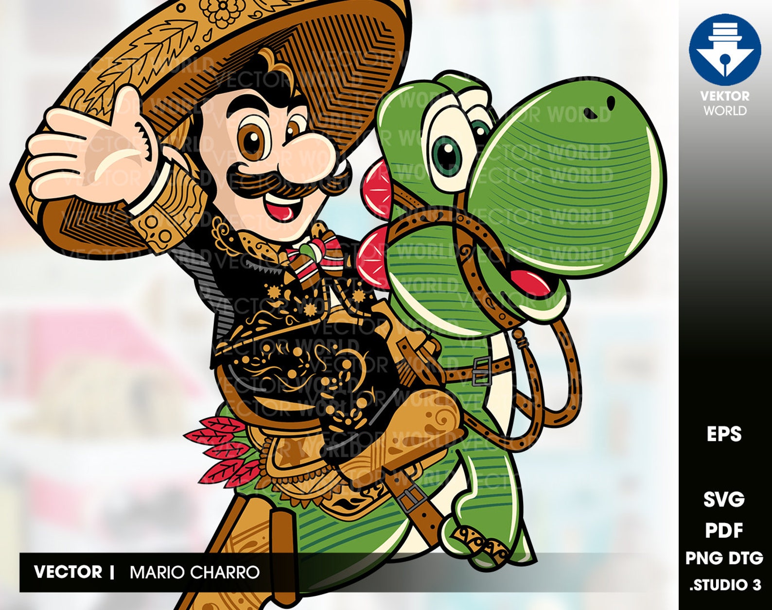 Vector Gamer / Mexican Mario Charro / pdf eps svg | Etsy