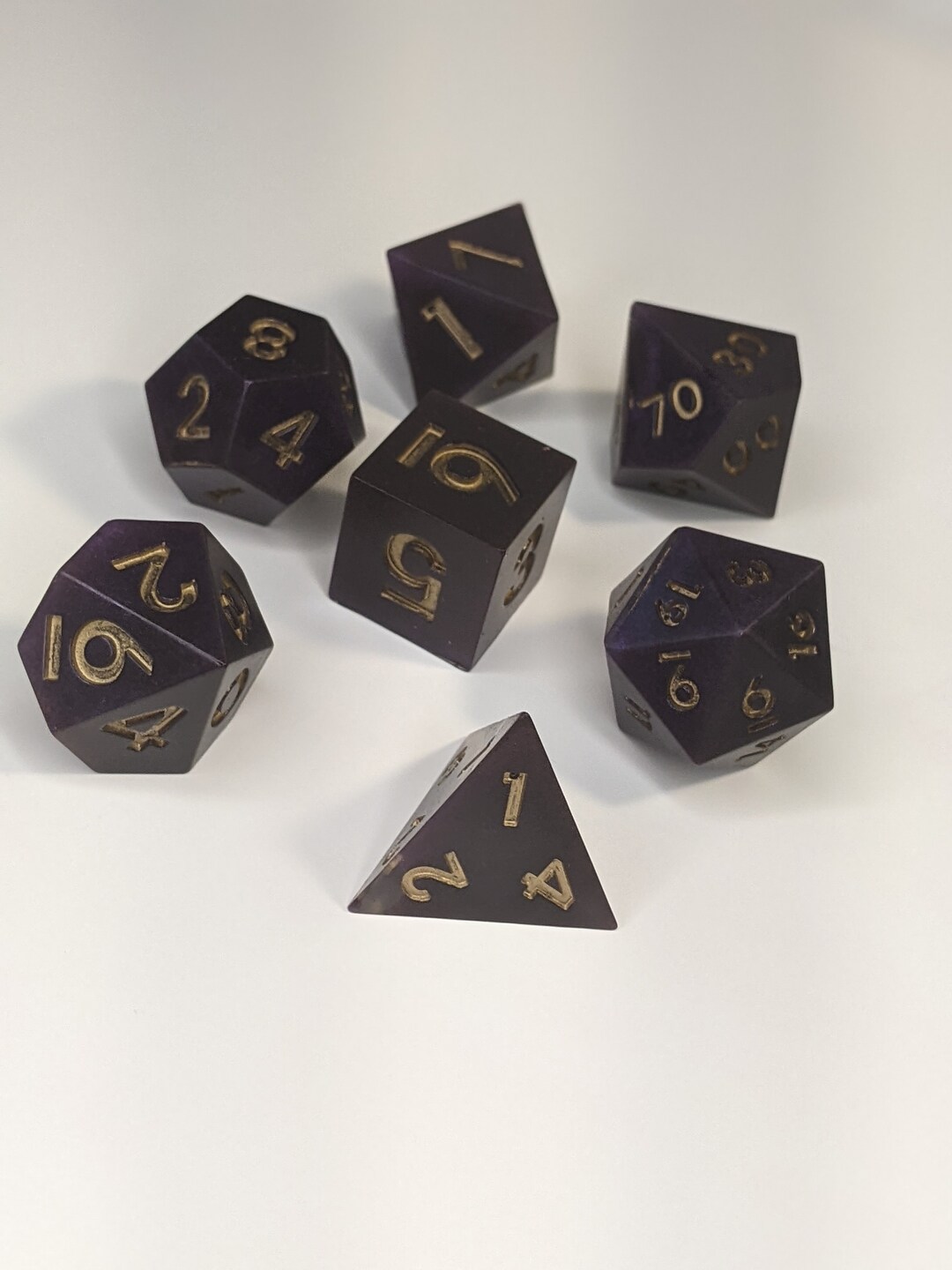 Dice Dnd Set / Purple Heart Wood & Resin Dice Set / Handmade Tumbled ...