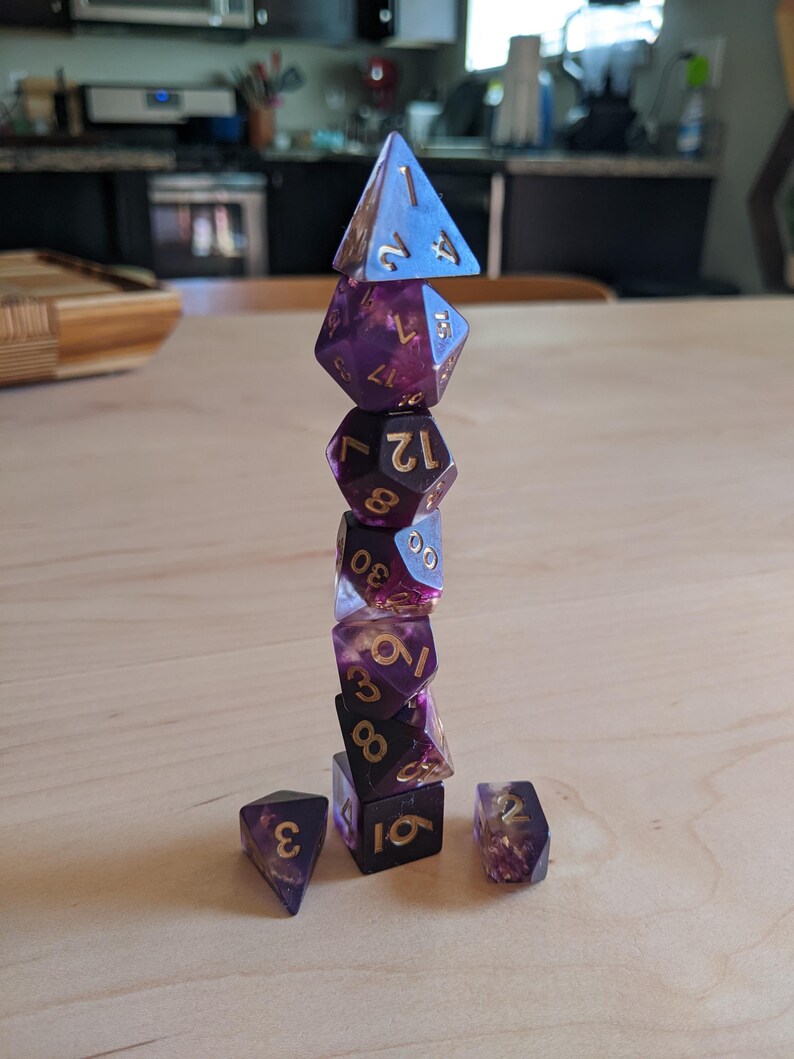 Dice Dnd Set / Purple Heart Wood & Resin Dice Set / Handmade Tumbled ...