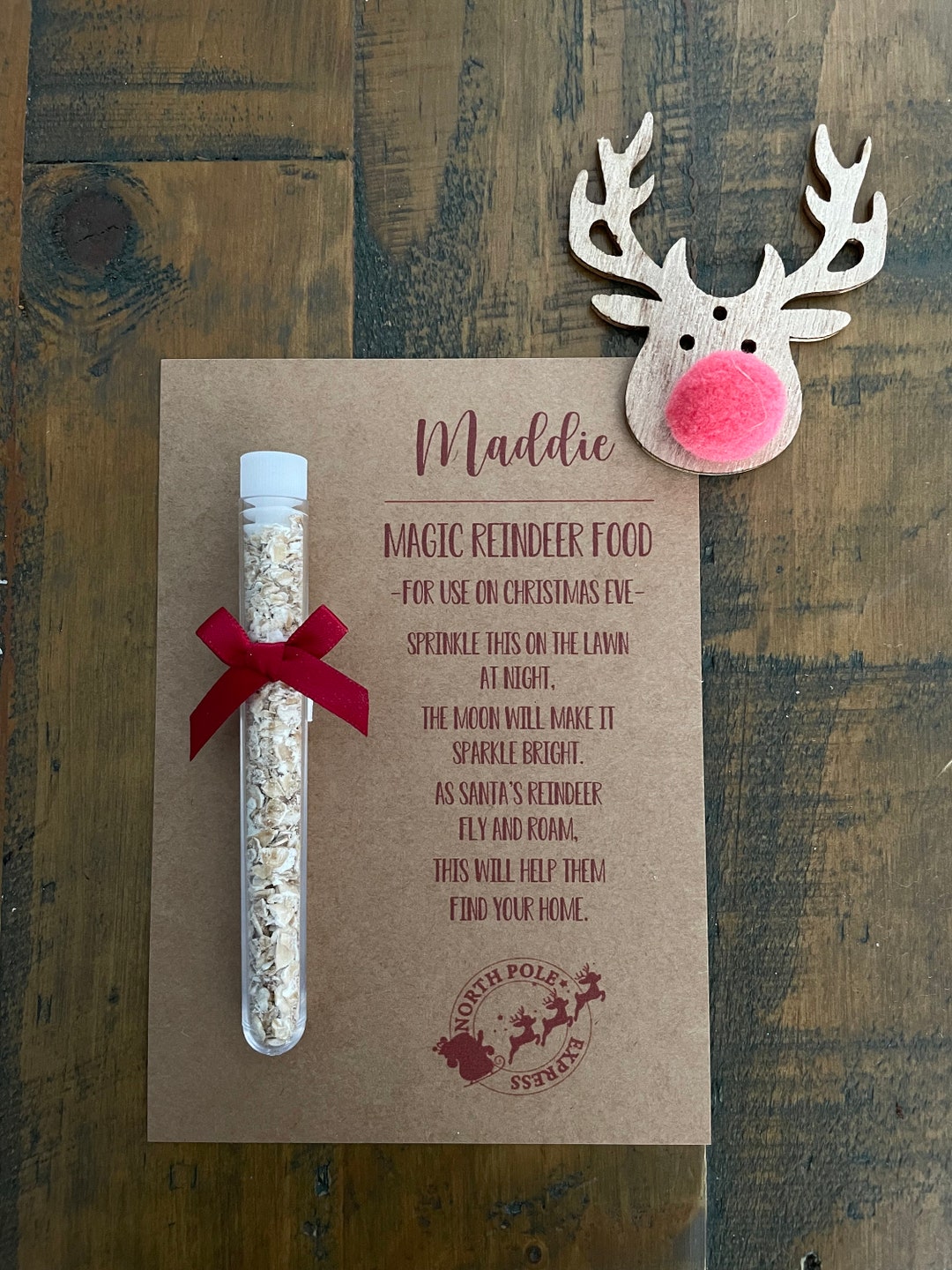 Santa's Magic Reindeer Food, Personalised A6 Card, Unisex, Christmas ...
