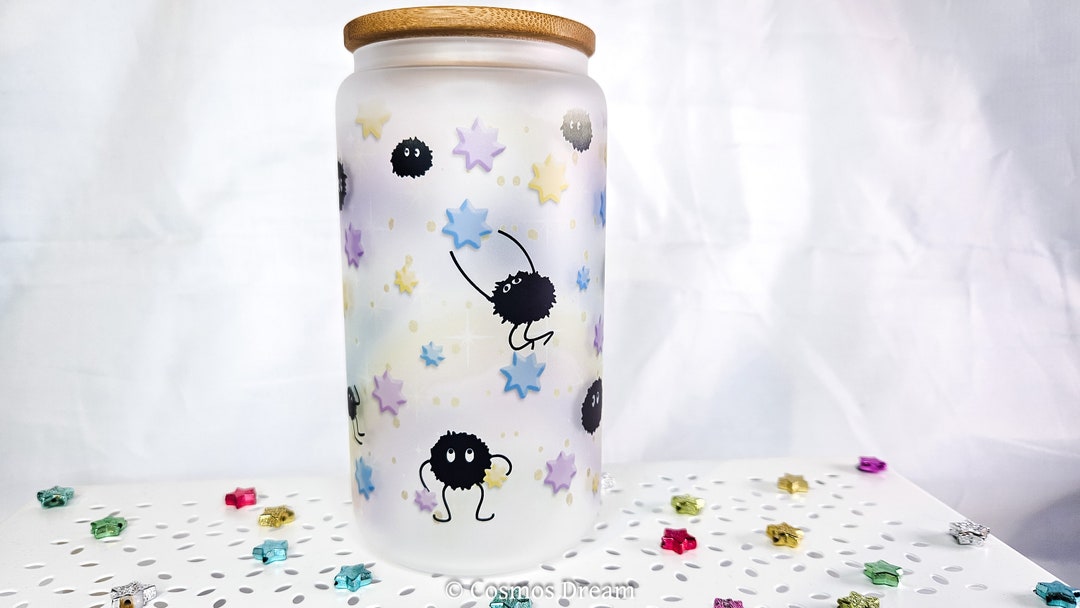 Soot Character and Stars, Anime Manga Kawaii Frosted Drinking Glass ...