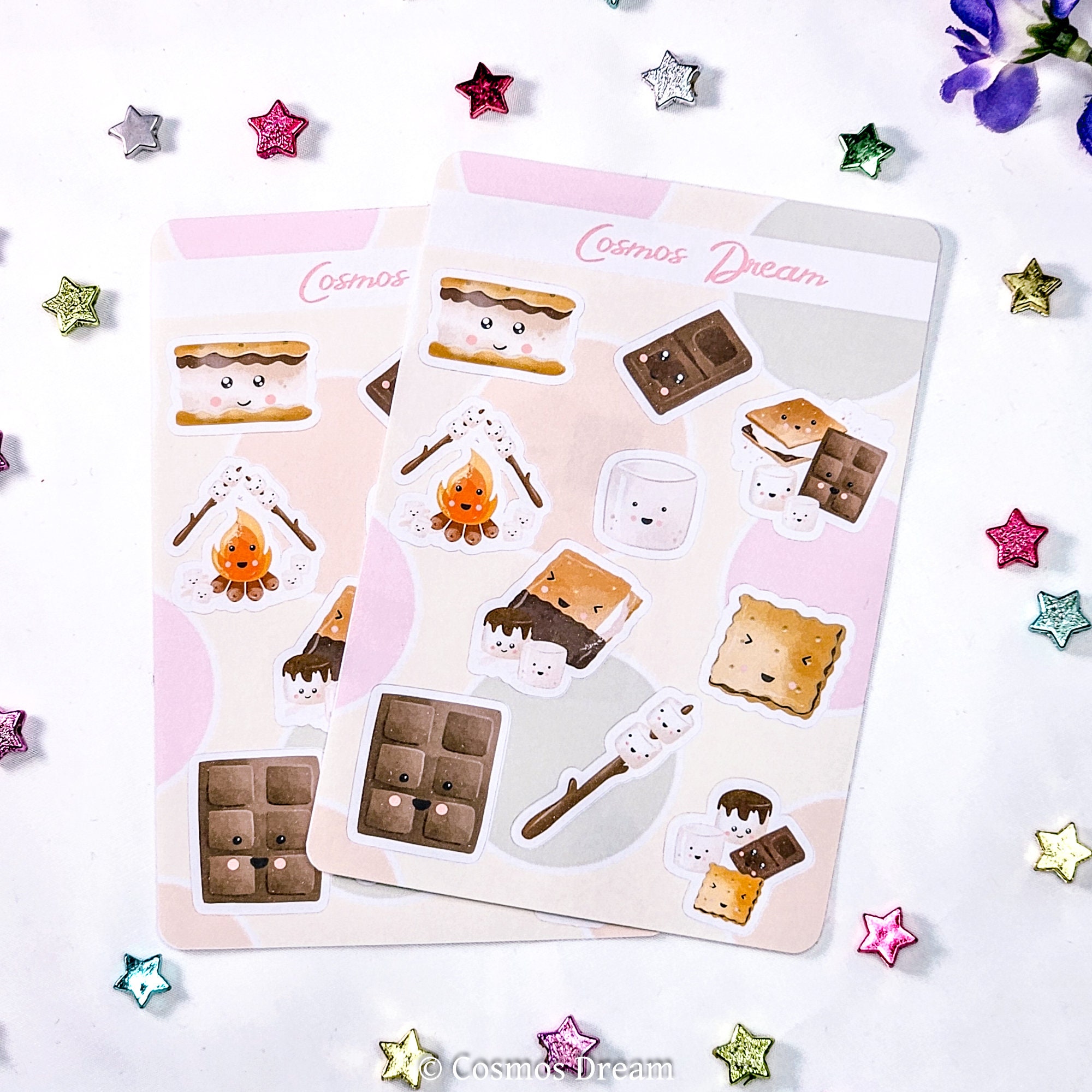 Cute S'mores Themed Sticker Sheet, Camping Core, Cute Stocking Stuffer ...