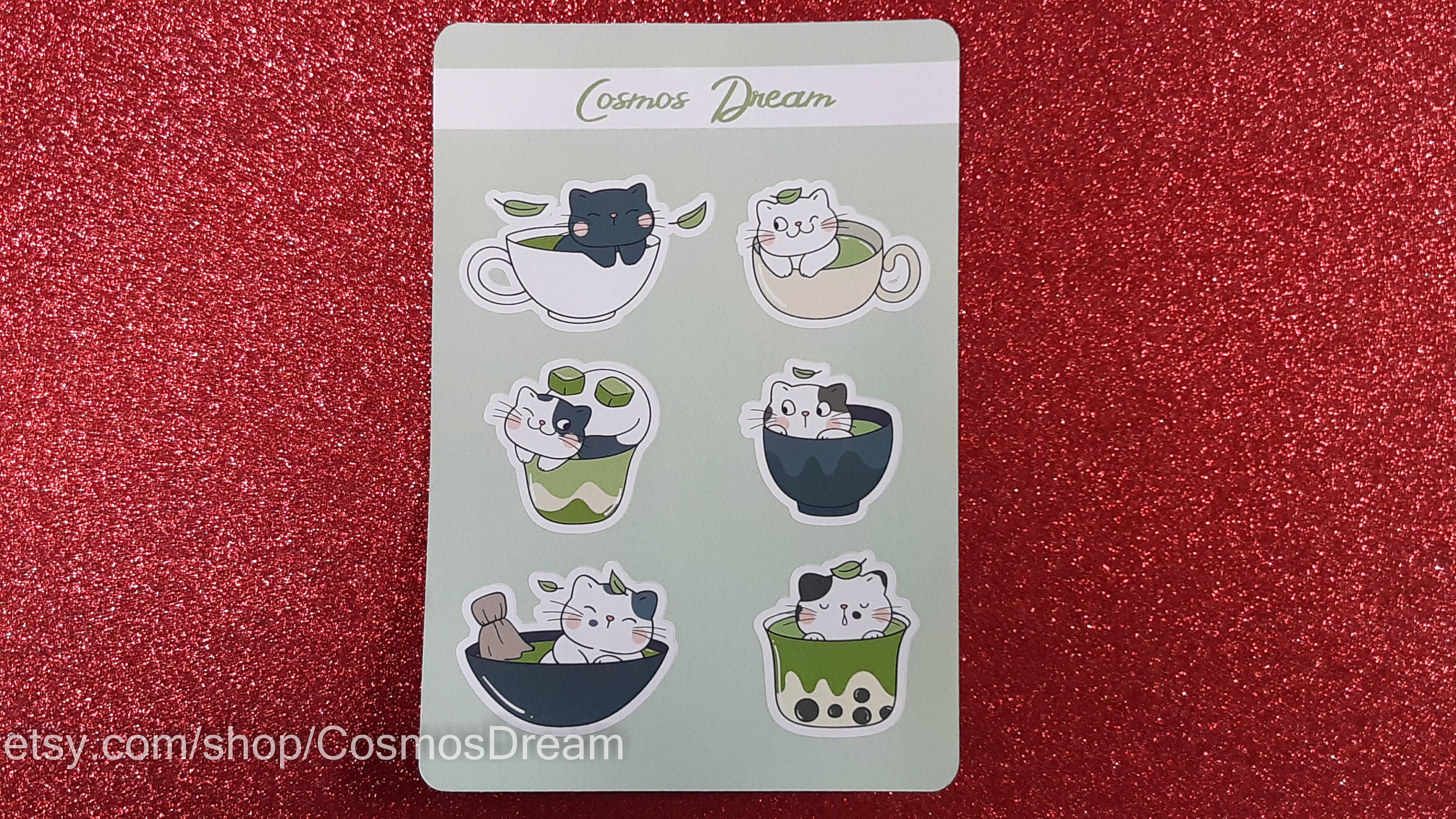 Kawaii Matcha Kitty Sticker Sheet Perfect Decals for - Etsy