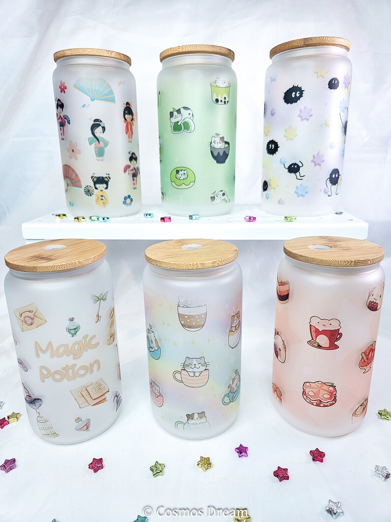 Soot Character and Stars, Anime Manga Kawaii Frosted Drinking Glass ...