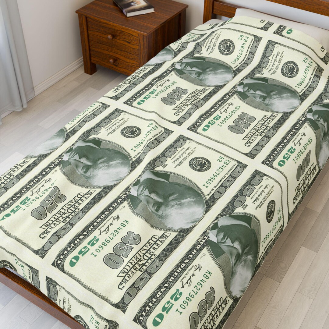 Trump 250 Dollar Bill Velveteen Plush Blanket, Soft Throw Blanket, Cozy ...