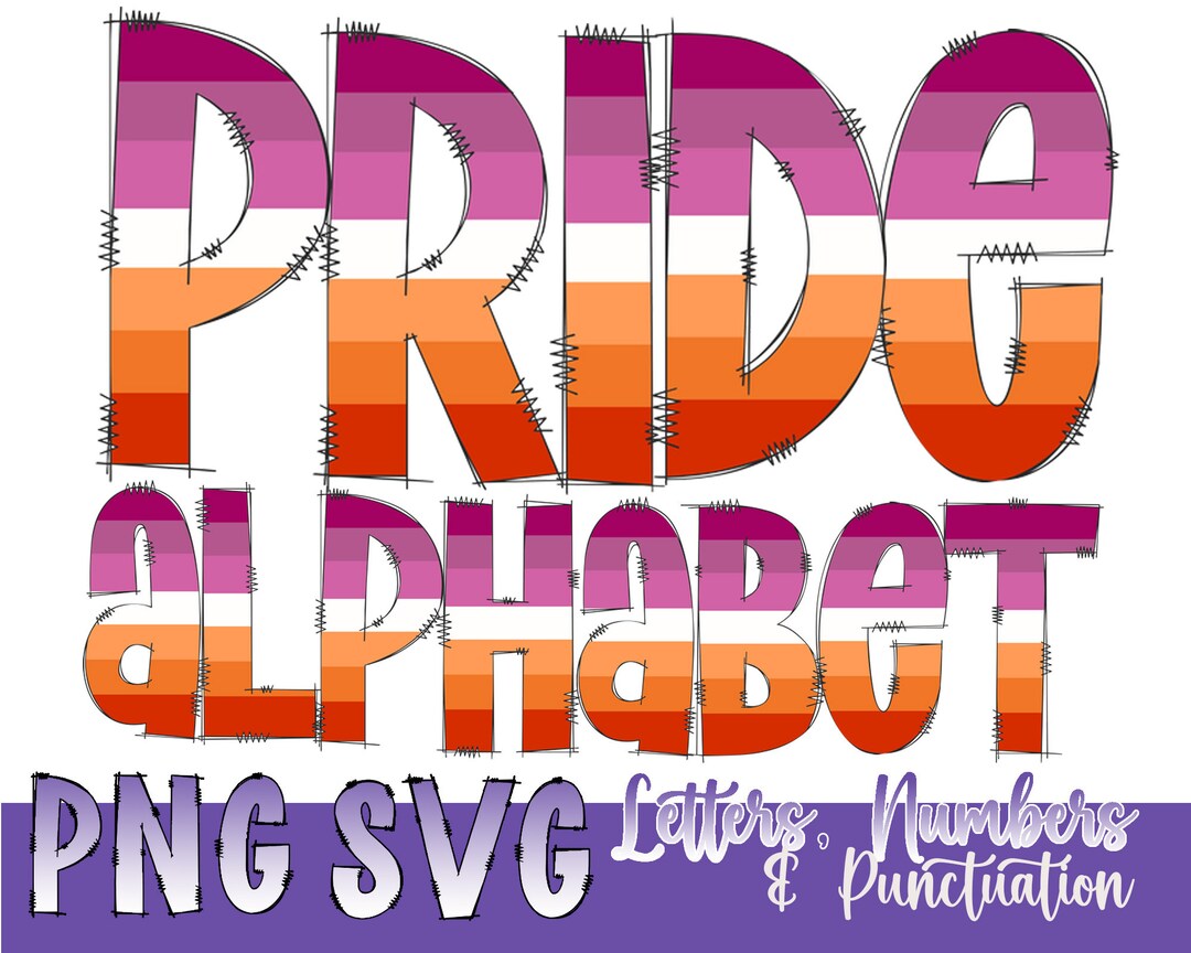Lesbian Pride Flag SVG Doodle Letters Alphabet SVG Alphabet - Etsy México