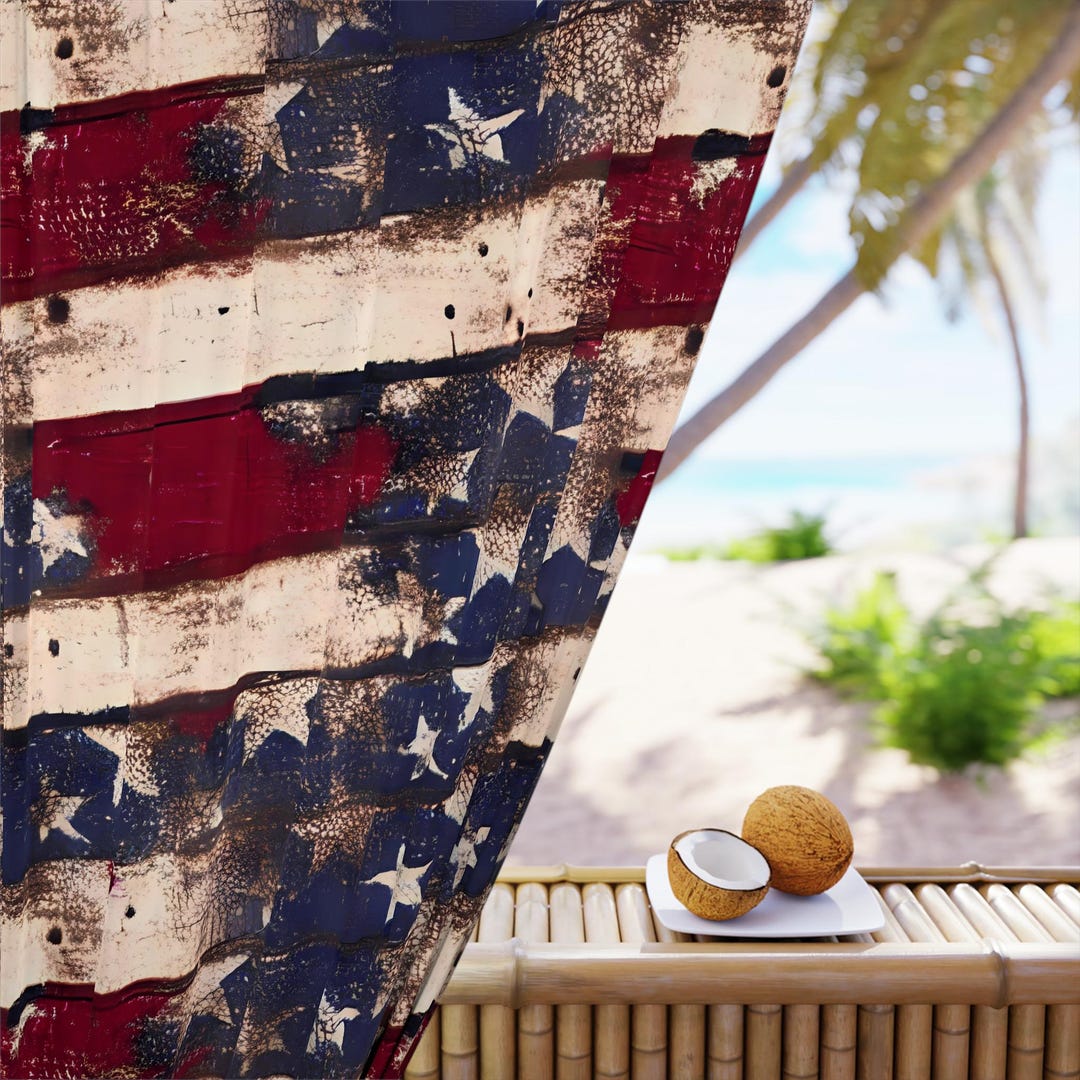 Rustic American Flag Curtains, Ideal for Patriotic Home Decor, Living ...