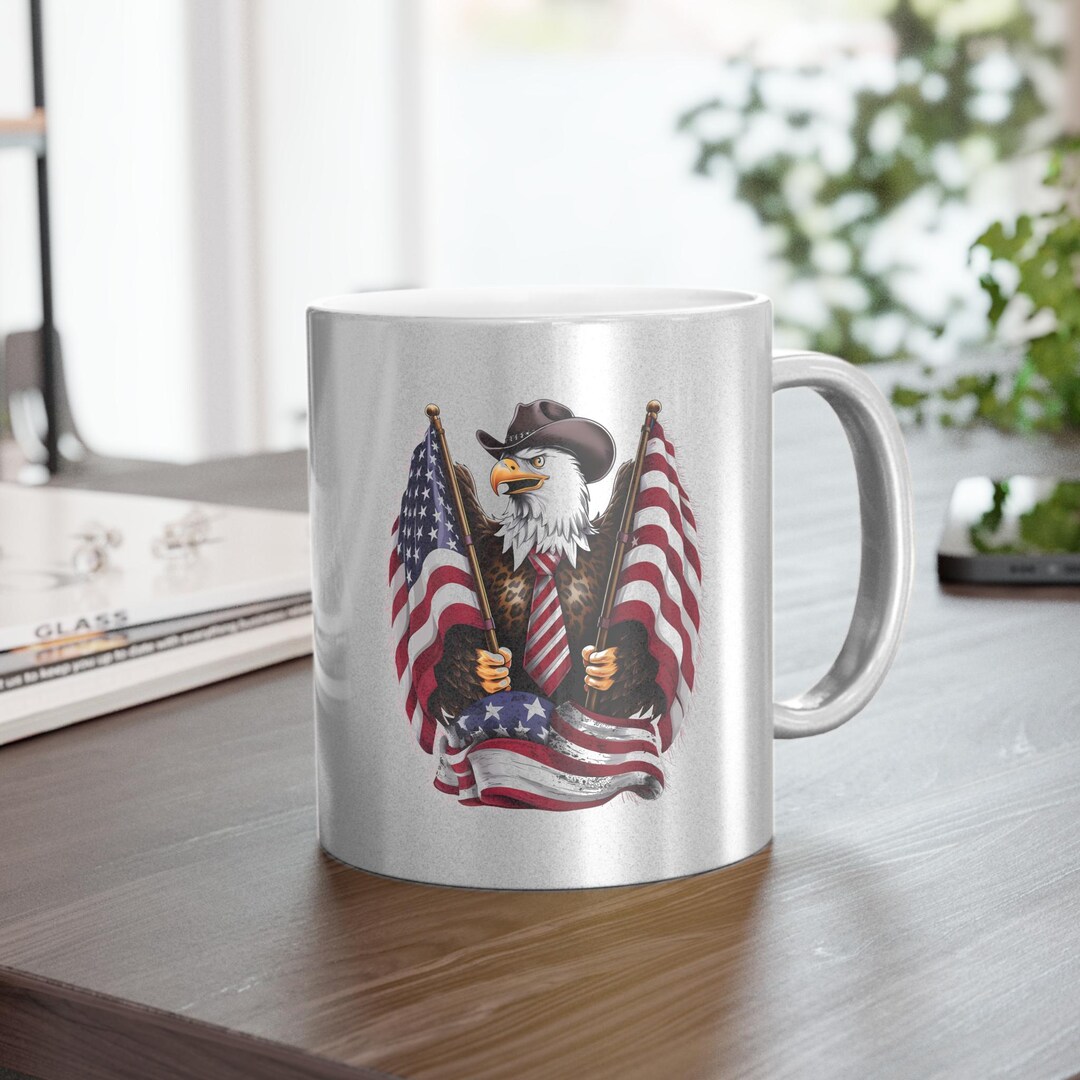 Patriotic Metallic Mug - USA Eagle Design, Prepper Gift for Veterans ...