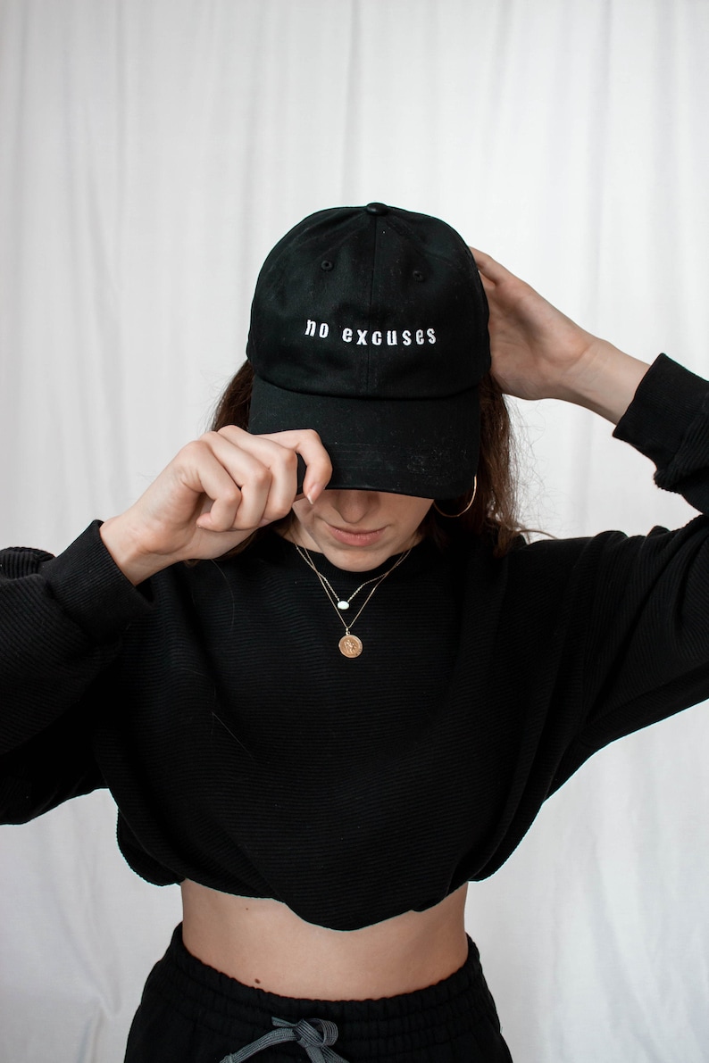 No Excuses Dad Hat Daily Affirmation Goal Getter Baseball Cap ...