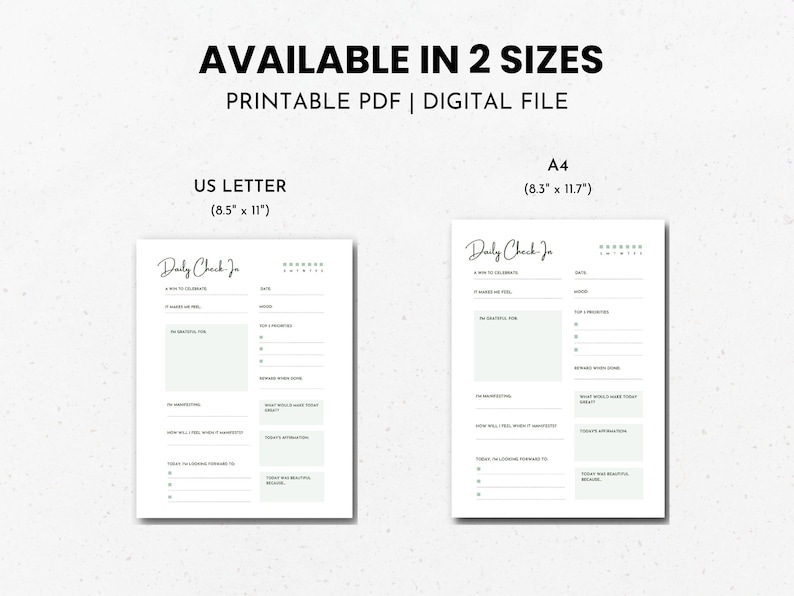 Daily Check-in Digital Planner Digital Gratitude Journal Daily Mood ...