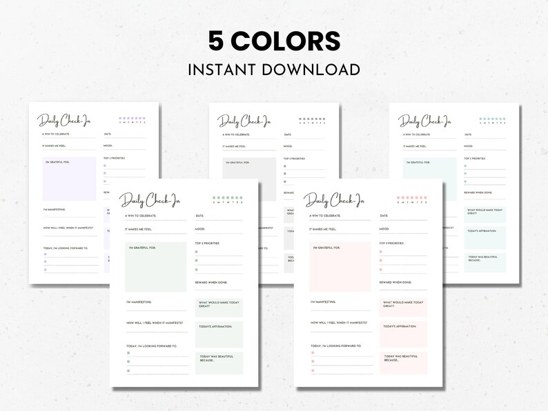 Daily Check-in Digital Planner Digital Gratitude Journal Daily Mood ...