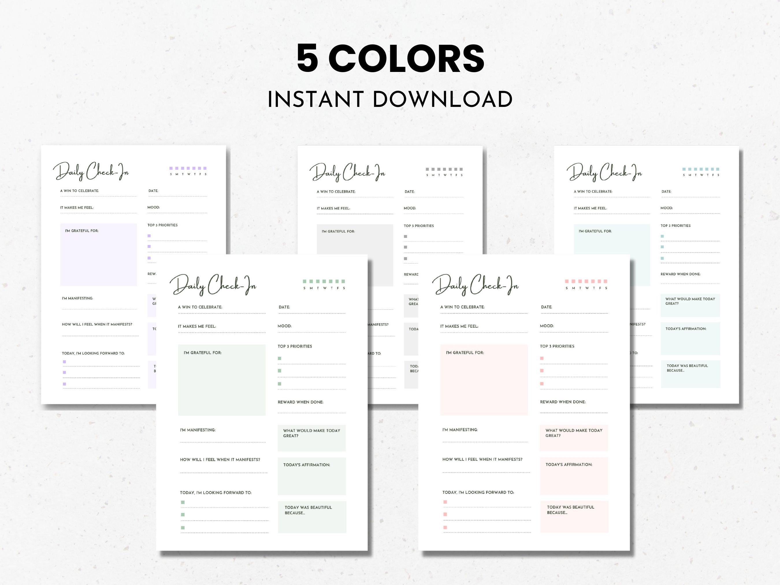 Daily Check-in Digital Planner Digital Gratitude Journal Daily Mood ...