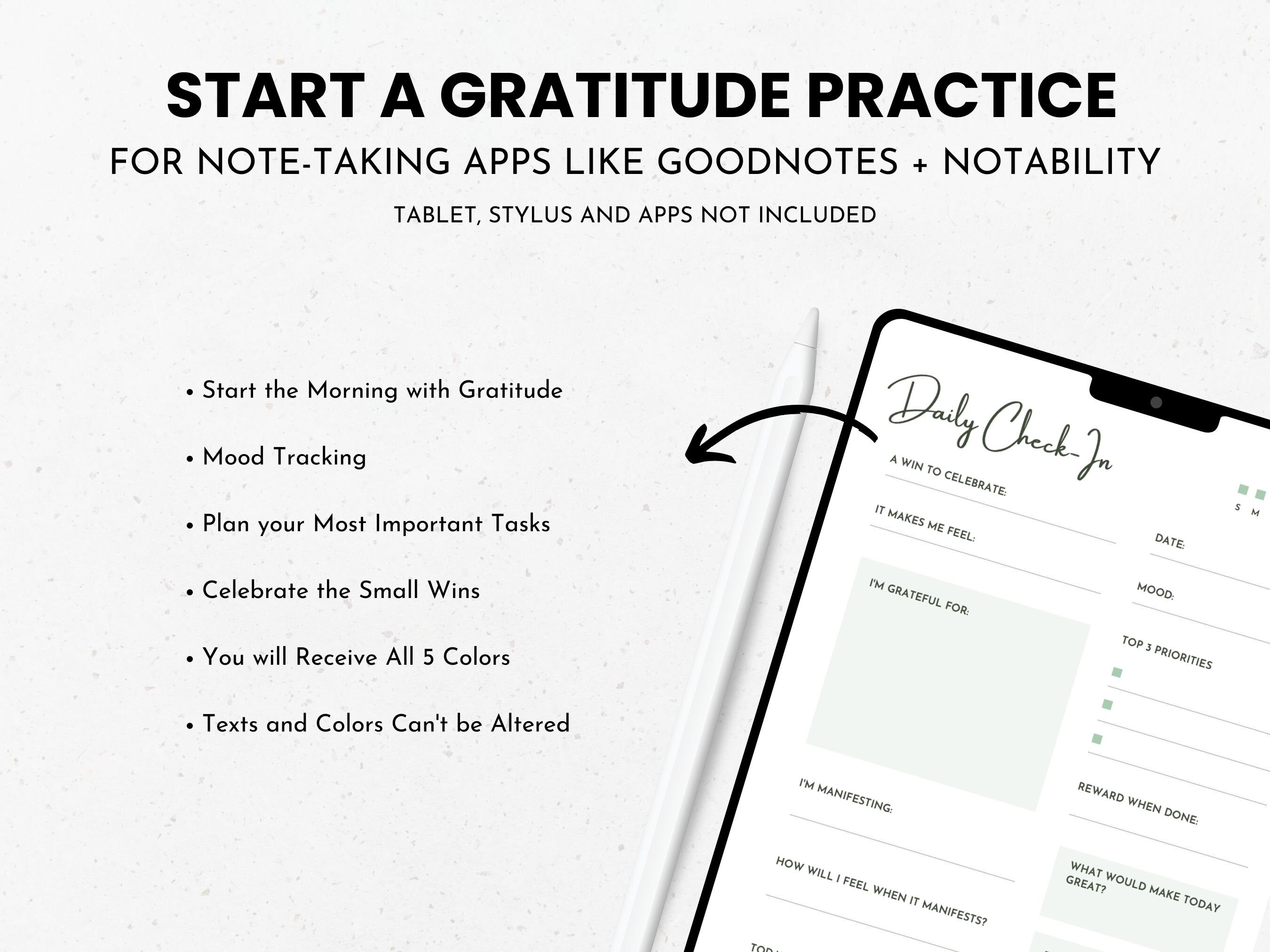 Daily Check-in Digital Planner Digital Gratitude Journal Daily Mood ...