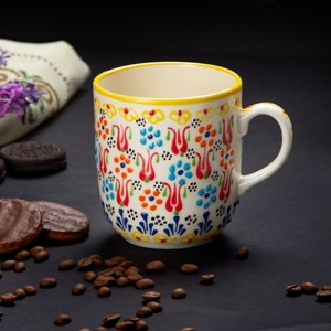 Oval Mug Handmade Pottery Unique Gift 100% Handpainted Lead-free Food ...