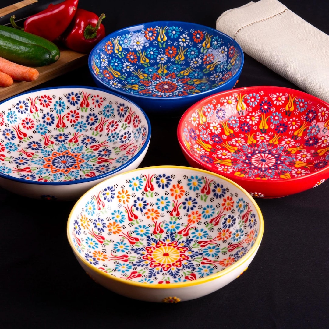 Ceramic Deep Plate 23cm, Handmade Turkish Deep Plate, Hand Painted ...