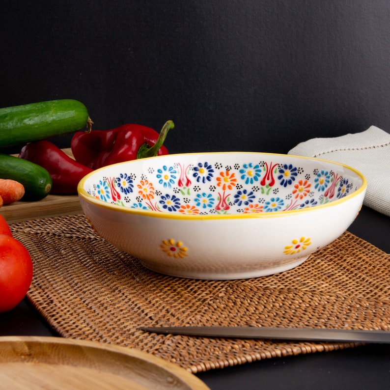 Ceramic Deep Plate 23cm Handmade Turkish Deep Plate Hand - Etsy