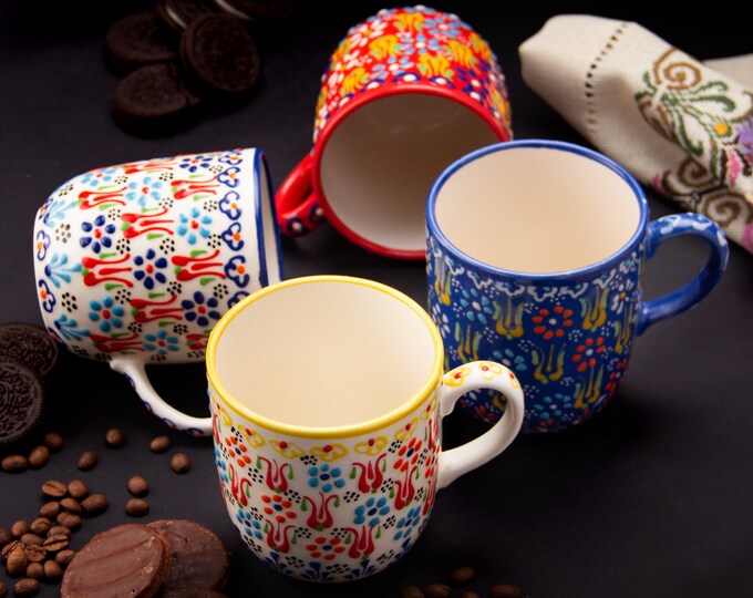 Oval Mug Handmade Pottery Unique Gift 100% Handpainted Lead-free Food ...