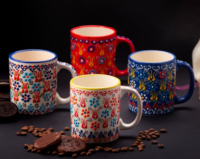 Mug Handmade Pottery Unique Gift 100% Hand Painted, Lead-free, Food ...