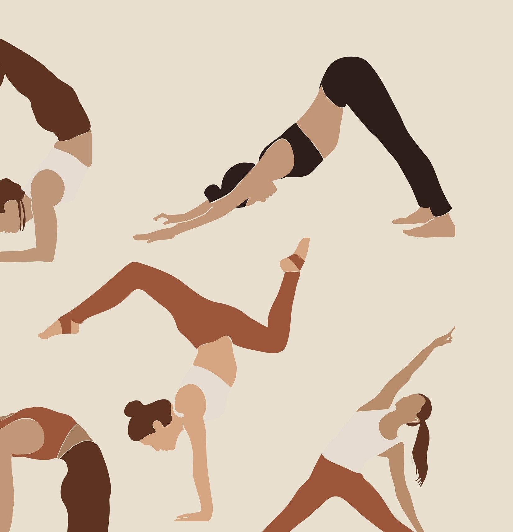 Yoga Poses Art Print Boho Wall Art Abstract Woman Art Yoga - Etsy