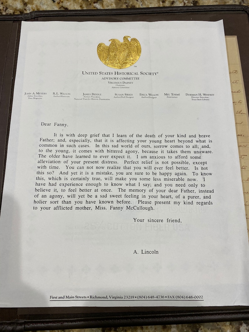 Abraham Lincoln Letter - Etsy
