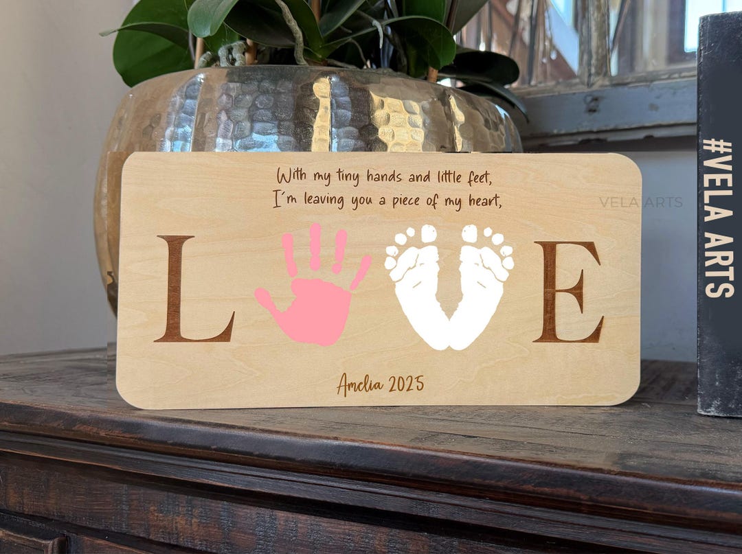 Baby Handprint Footprint Keepsake Sign, Custom DIY Wooden Sign - Etsy