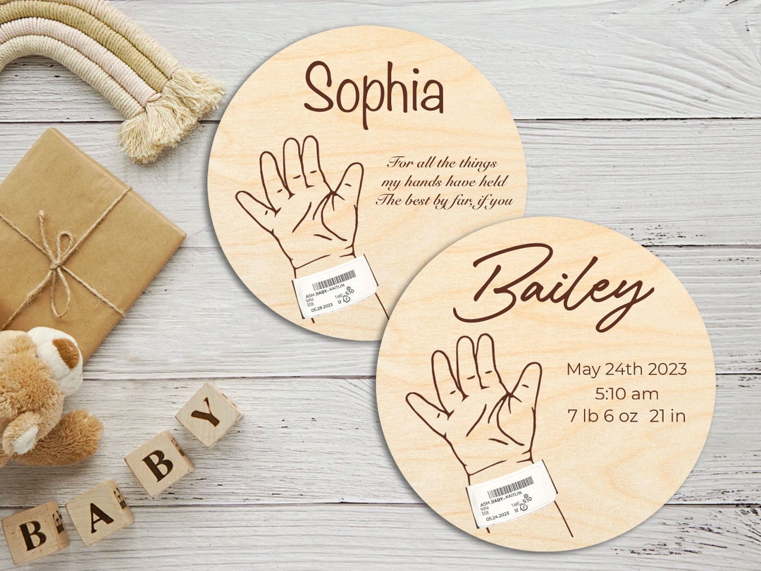 Hospital Bracelet Sign, Custom Baby Hospital Band Holder, Baby Birth ...