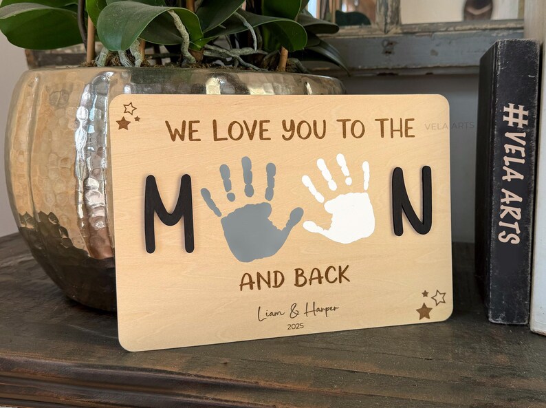 Personalized Handprint Sign, Engraved Wood, DIY Keepsake Gift - Etsy