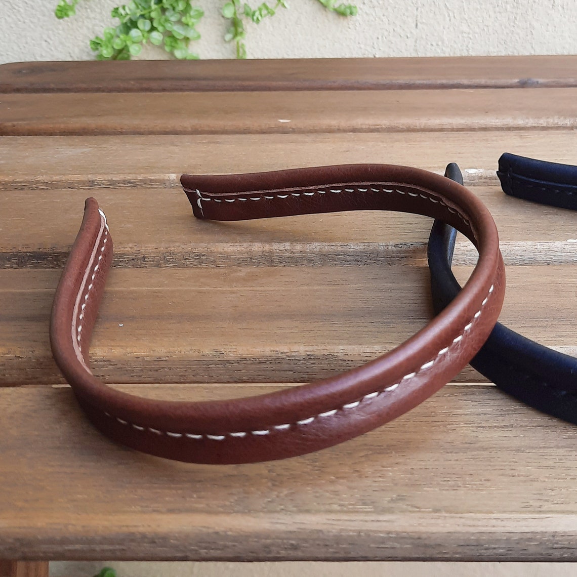 Headband in Black Simple Thick Leather Headband Leather Hair | Etsy