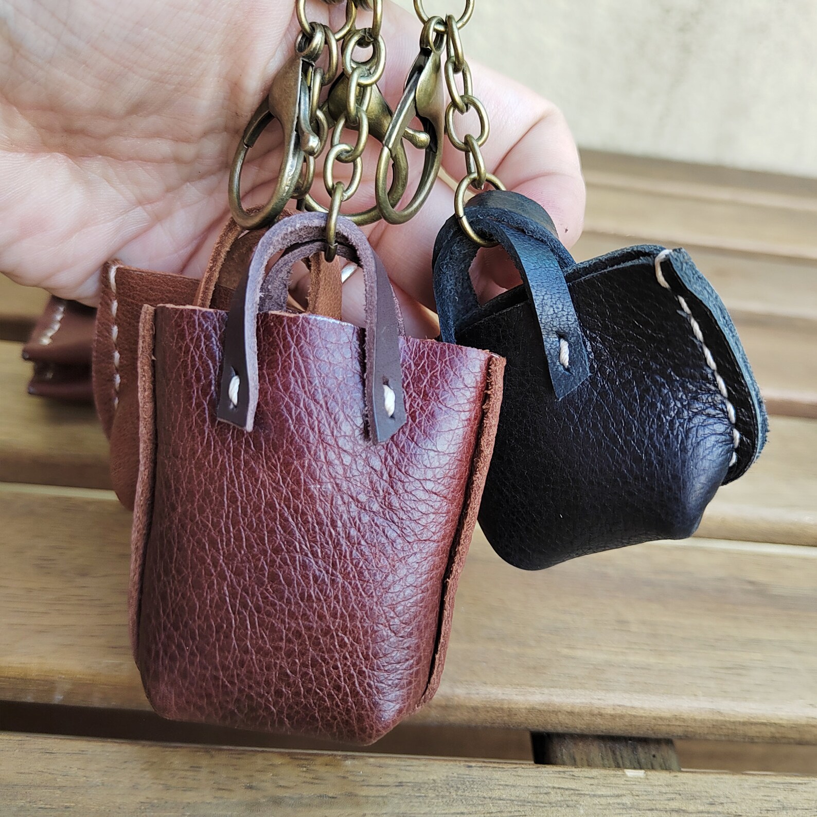 Leather Keychains, Leather Bag Charm, Mini Tote Keychains, Door Gift ...