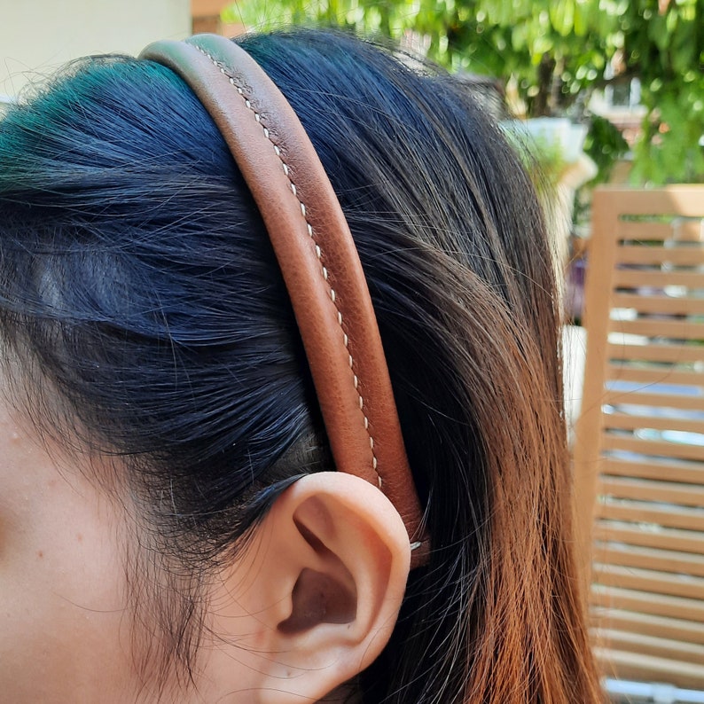 Headband in Black Simple Thick Leather Headband Leather Hair - Etsy