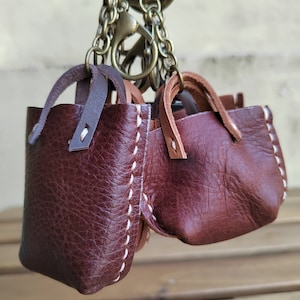Leather Keychains, Leather Bag Charm, Mini Tote Keychains, Door Gift ...