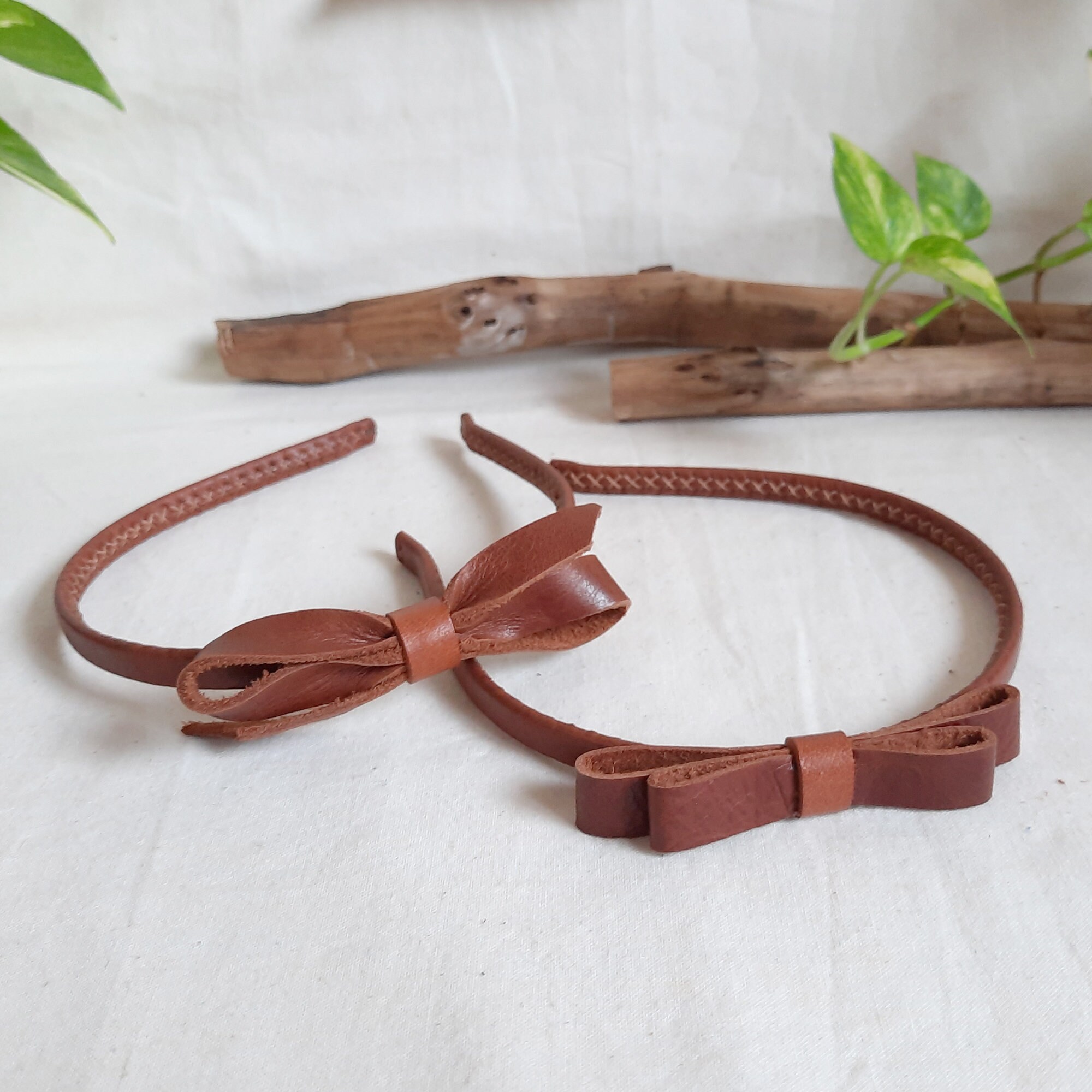 Headband Hairband Leather Headband Leather Hair Band Bow - Etsy