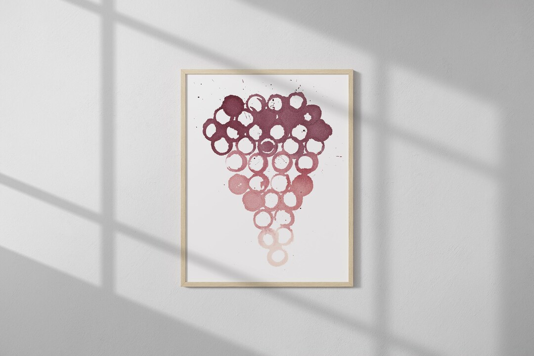 Wine Art Print, Wine Grapes, Abstract Wine Art, Bar Cart Art, Wine ...
