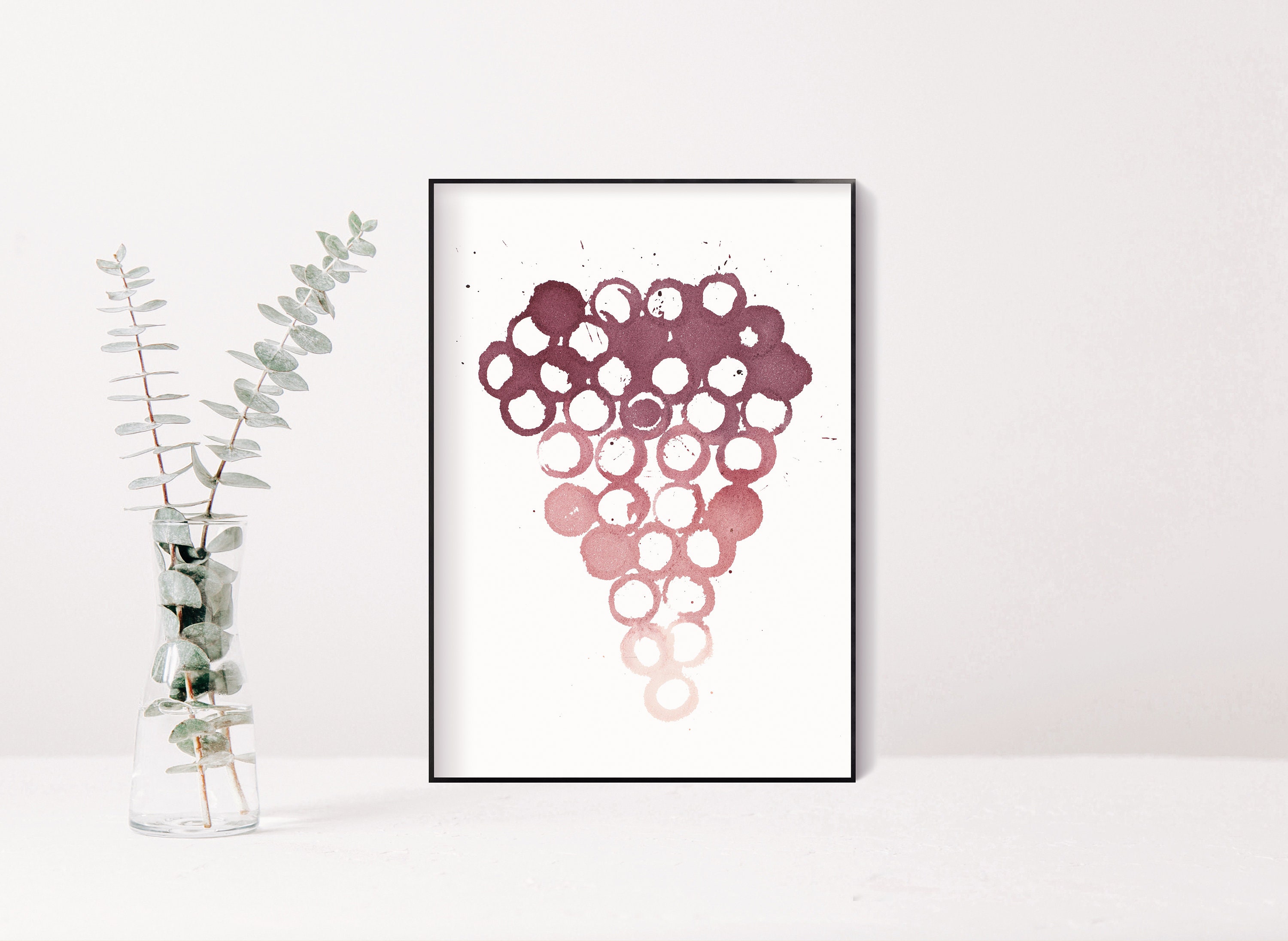 Wine art print wine grapes abstract wine art bar cart art | Etsy